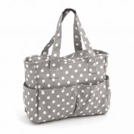 Craft Bag: Matt PVC: Grey Linen Polka Dot