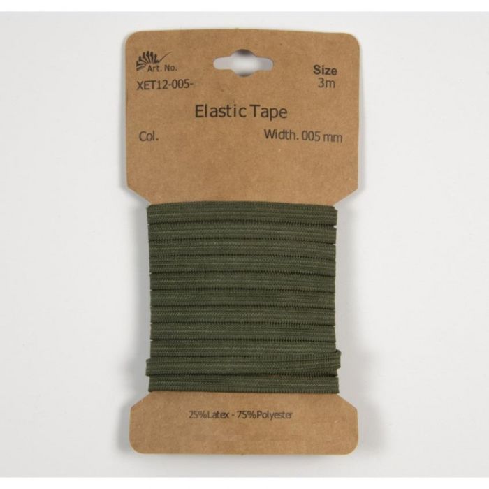 Classic Flat Elastic, 5mm Khaki - 3m