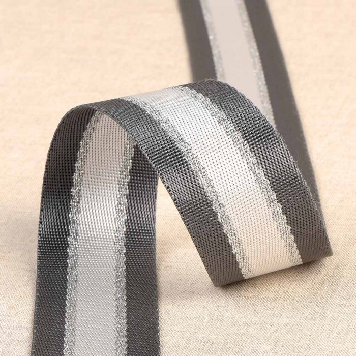 Webbing Metallic Polyester Gloss - 40mm | Grey