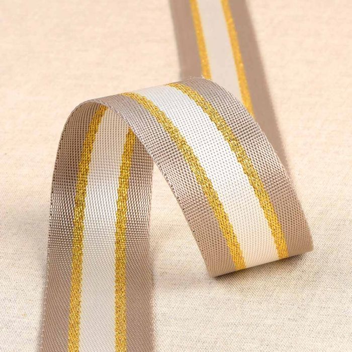 Webbing Metallic Polyester Gloss - 40mm | Taupe
