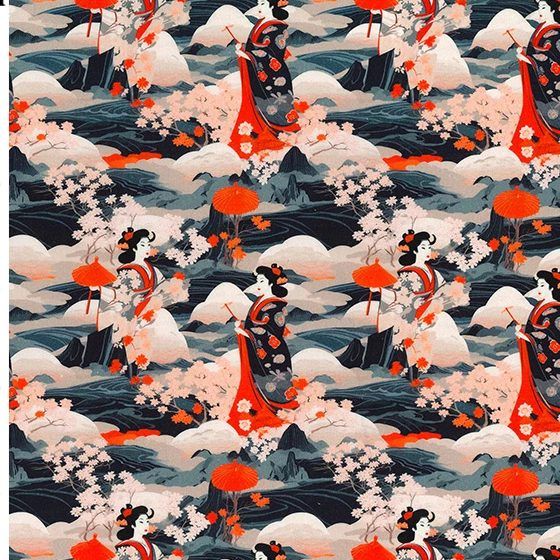 Premium Cotton Poplin Fabric | Japanese Print