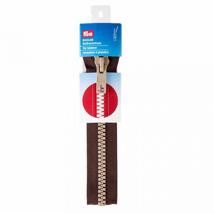 Zip Fastener Bi Colour | 40cm / 16" | Dark Brown & Kitt