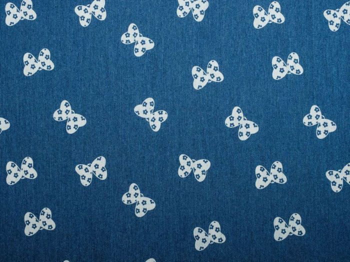 Denim Fabric Print | Butterfly Bow