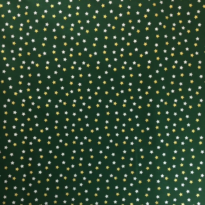 Cotton Fabric Metallic Print | Multi Star Green