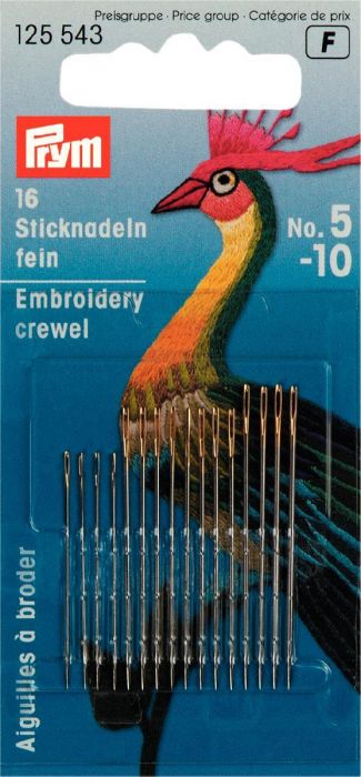 Embroidery Crewel Needles Gold Eye, Asst No. 5-10 | Prym